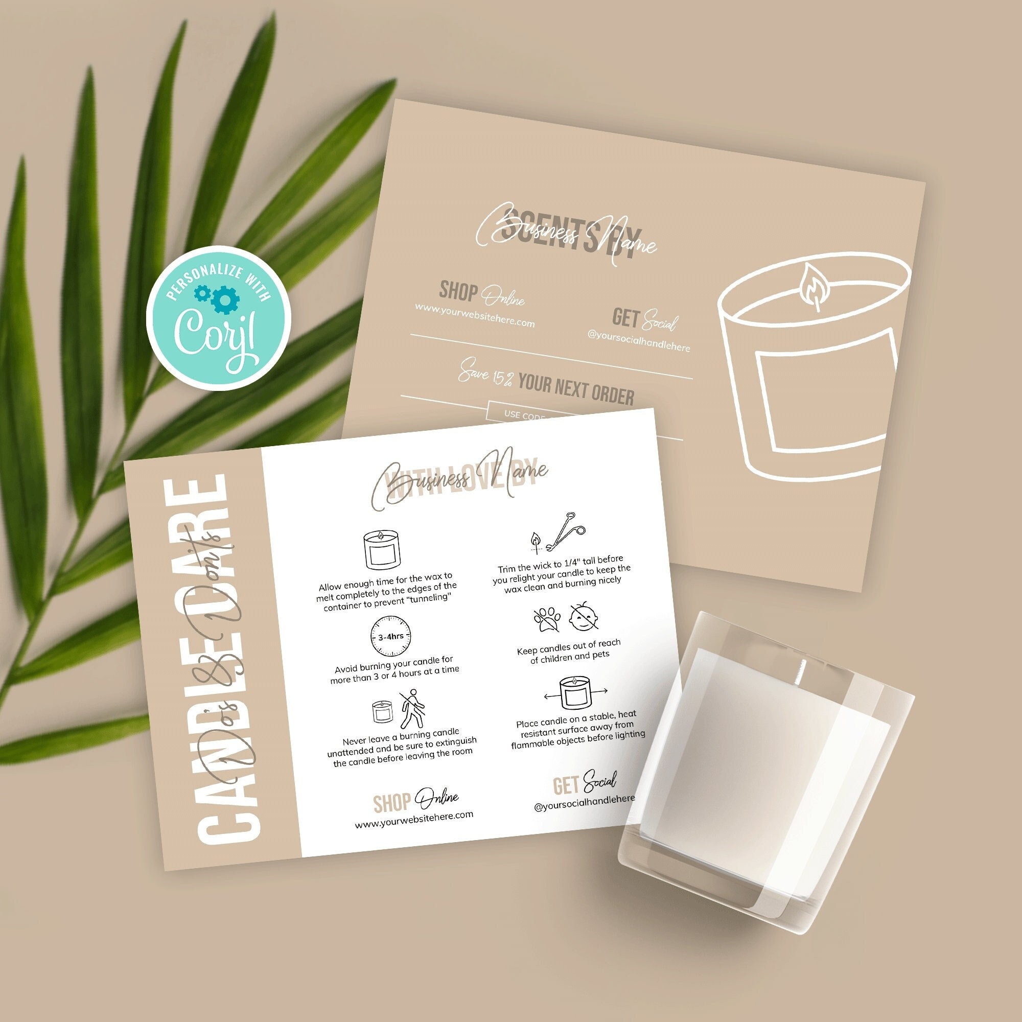 Modern Candle Care Card Customizable Candle Safety Guide - Etsy