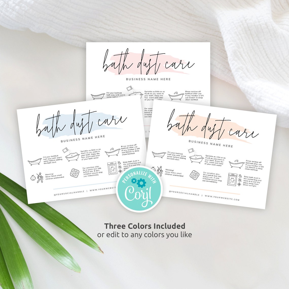 Bath Dust Care Card Editable Bath Fizz Care Guide Template | Etsy
