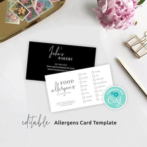 Printable Food Allergens Template Editable Allergies Card - Etsy Canada