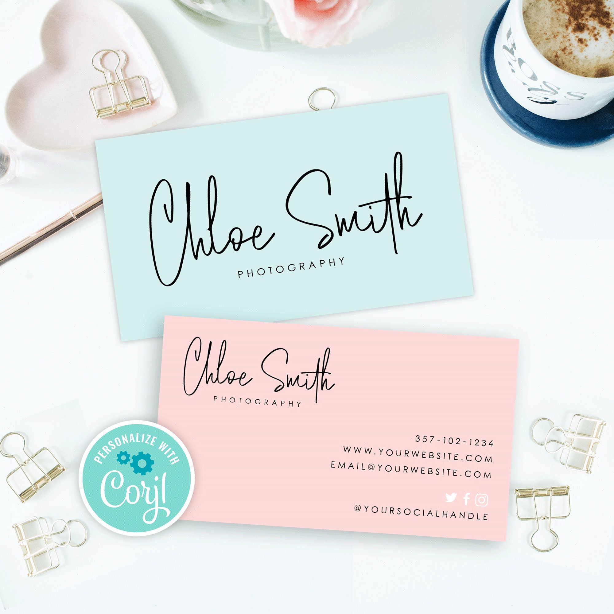 Editable Business Card Template Neutral Colors Printable - Etsy