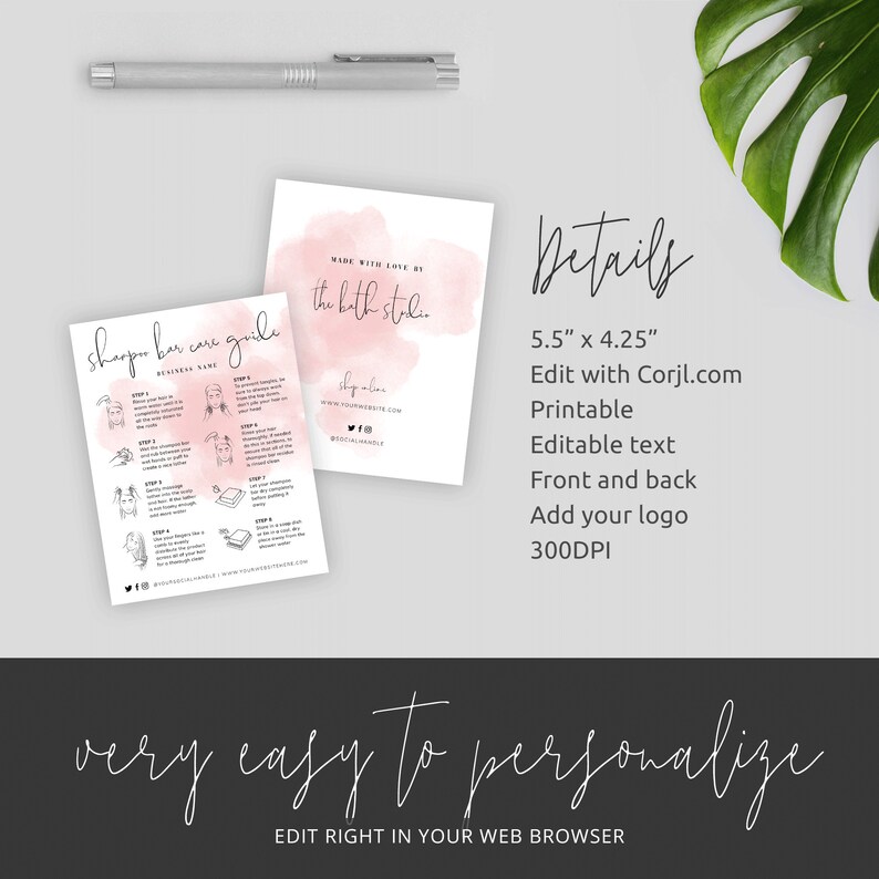 Shampoo Bar Care Card Template Editable Shampoo Bar Care | Etsy
