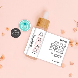 Cuticle Oil Bottle Wrapper Label Template, Custom 1ml 2ml 3ml 5ml MINI ...
