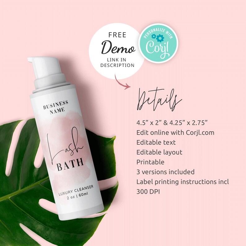 Lash Cleanser Bottle Label Template Editable Eyelash Shampoo - Etsy