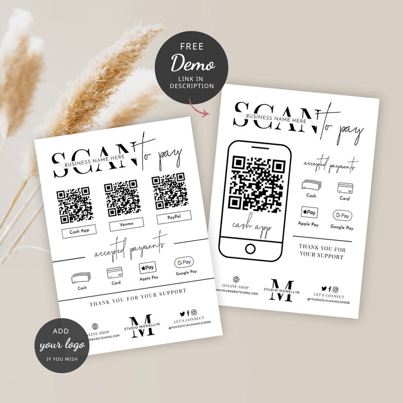 Editable Scan to Pay QR Code Template Minimalist Scan Here - Etsy Hong Kong
