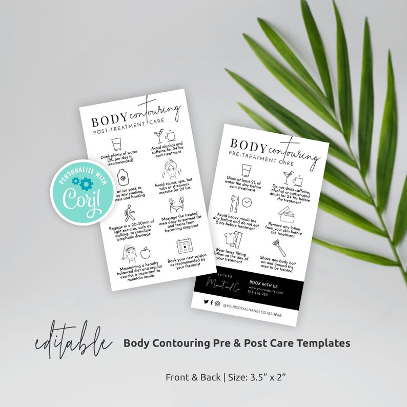 Body Contouring Care Card Template Editable Body Sculpting | Etsy