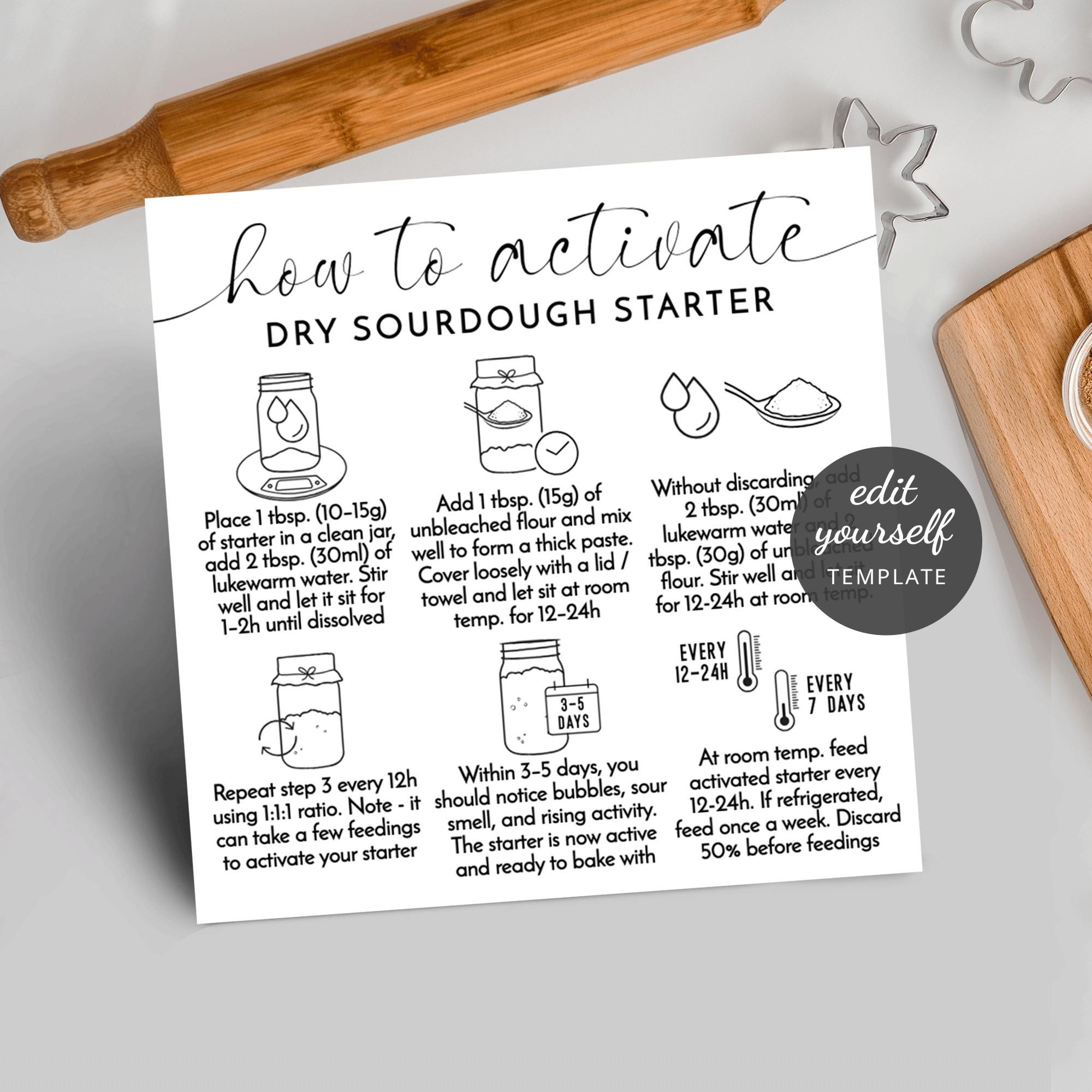 Dehydrated Sourdough Starter Instructions Template, How to Rehydrate ...