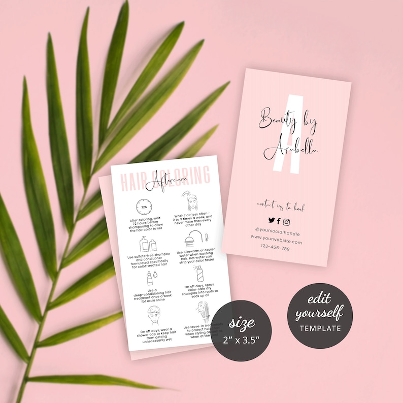 Hair Coloring Aftercare Template Editable Hair Colour Care | Etsy