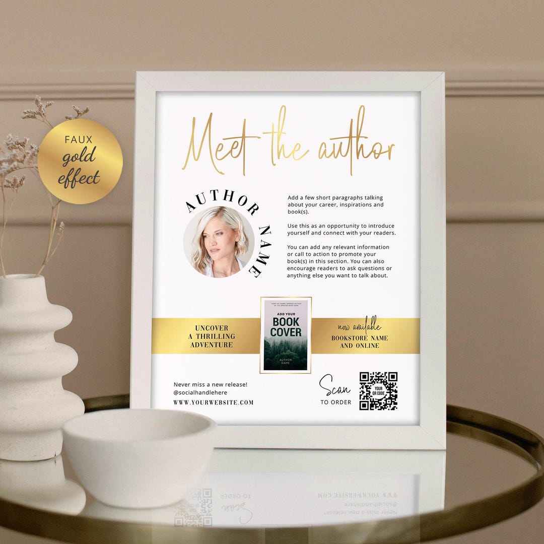 Meet the Author 8x10" Sign Template, Custom Book Promotion Poster ...