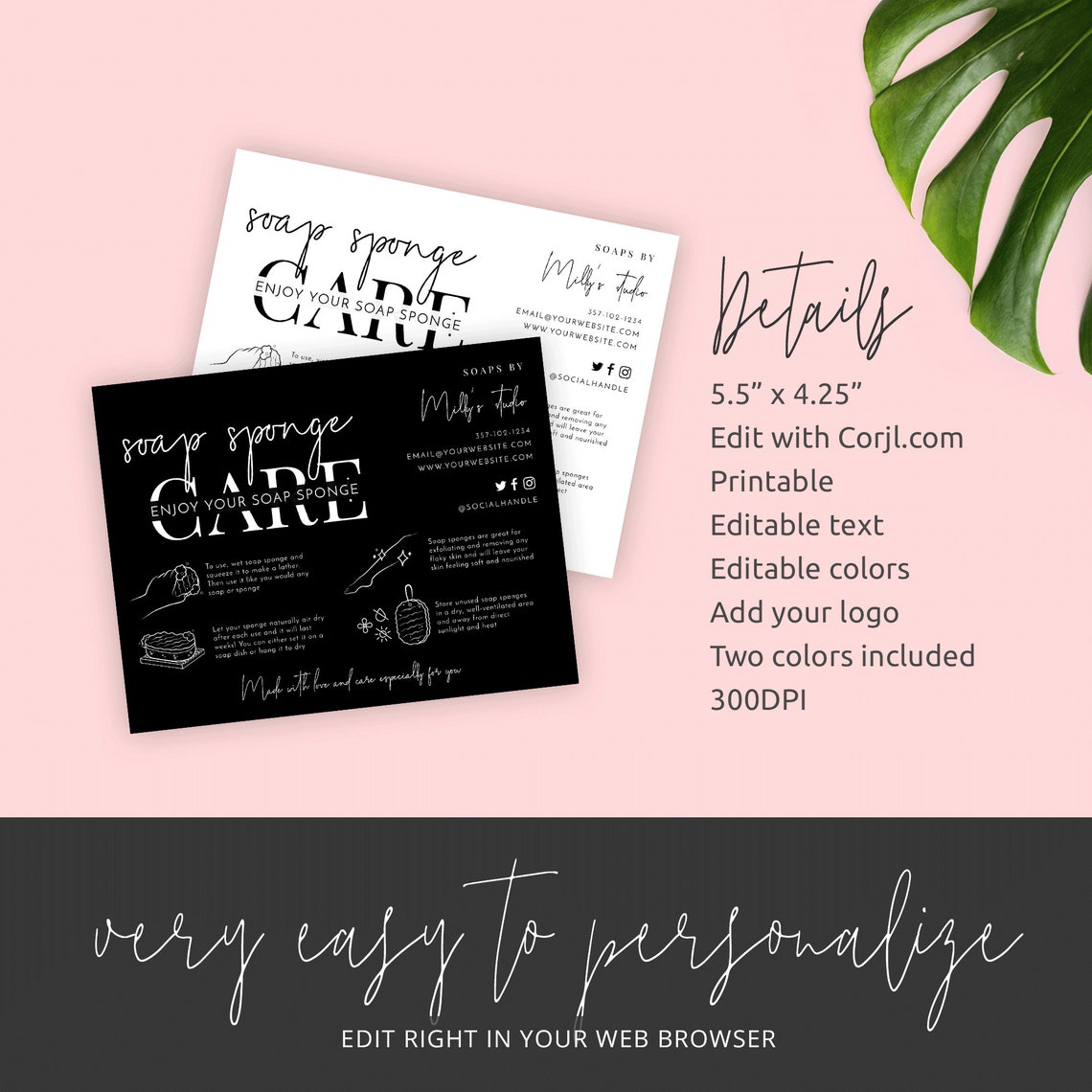 Soap Sponge Care Guide Template Editable Scented Soap Loofah - Etsy