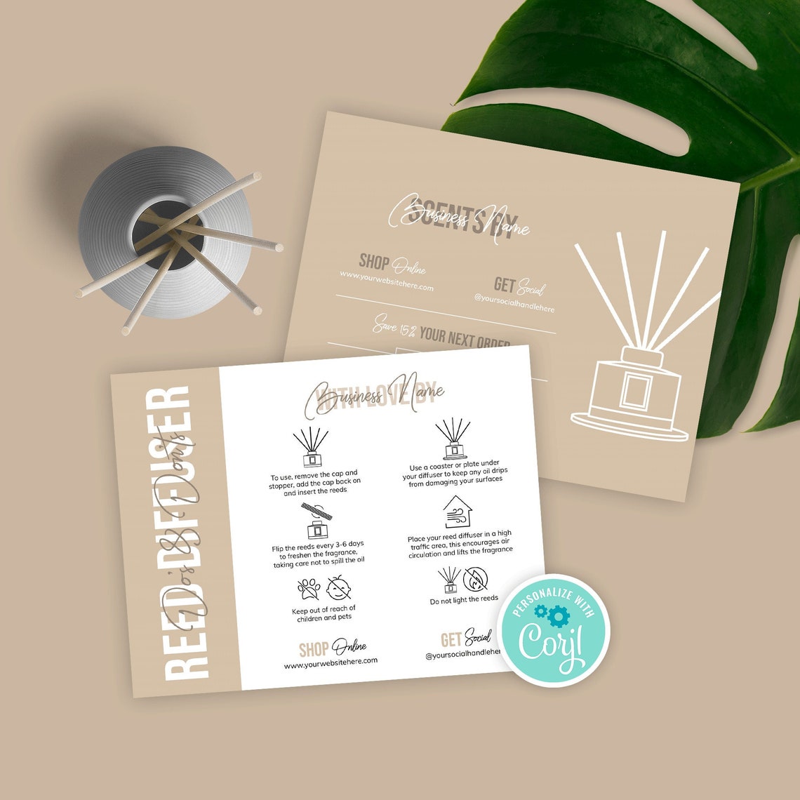 Editable Reed Diffuser Care Card Template Minimalist Room | Etsy