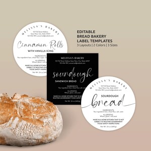 Custom Bread Labels Template, Minimalist Sourdough Food License ...