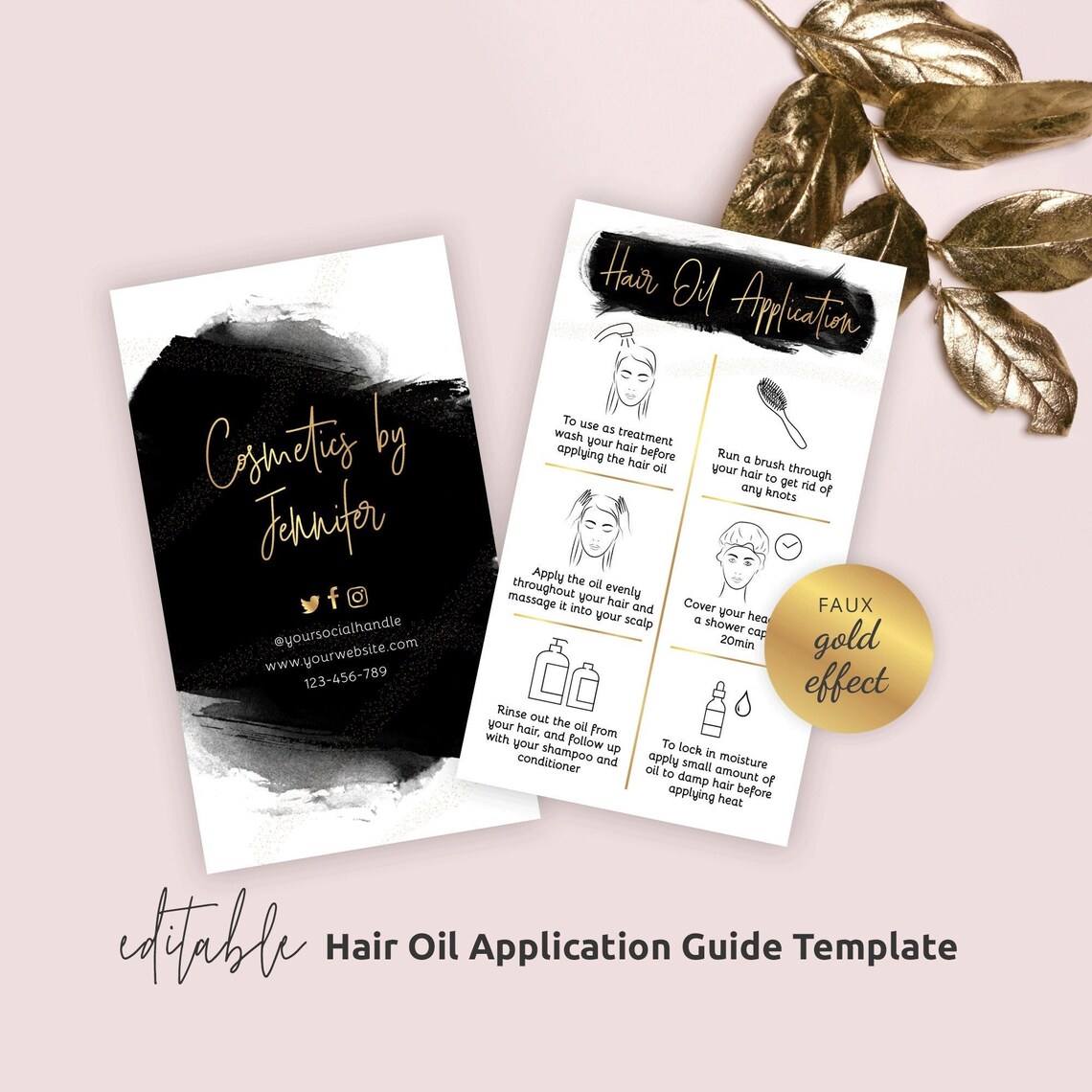 Hair Oil Customer Guide Template Editable Hot Oil Hair | Etsy