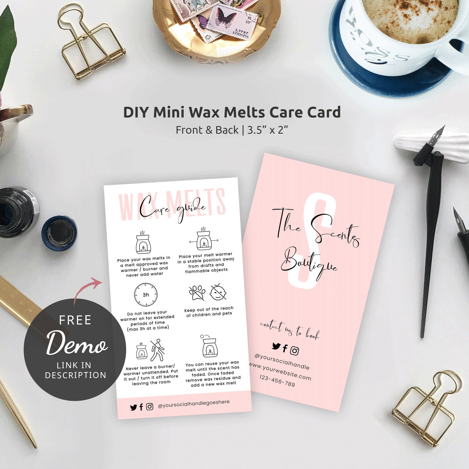 Wax Melts Care Card Template MINI Wax Melt Care Guide - Etsy