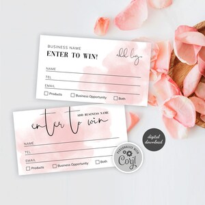 Custom Blush Pink Raffle Ticket, Feminine Watercolor Enter to Win Token ...