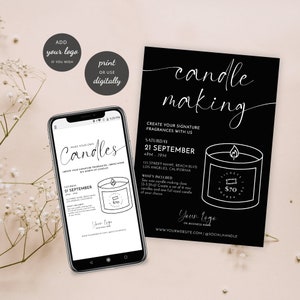 DIY Candle Class Flyer Template, Minimal Candle Making Promo, Fragrance ...
