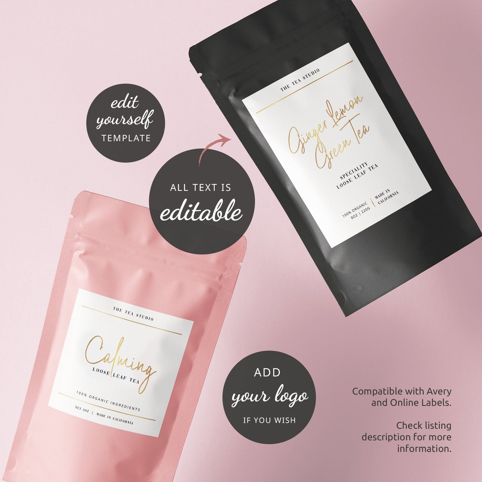 Editable Pouch Label Template Printable Tea & Coffee Labels - Etsy