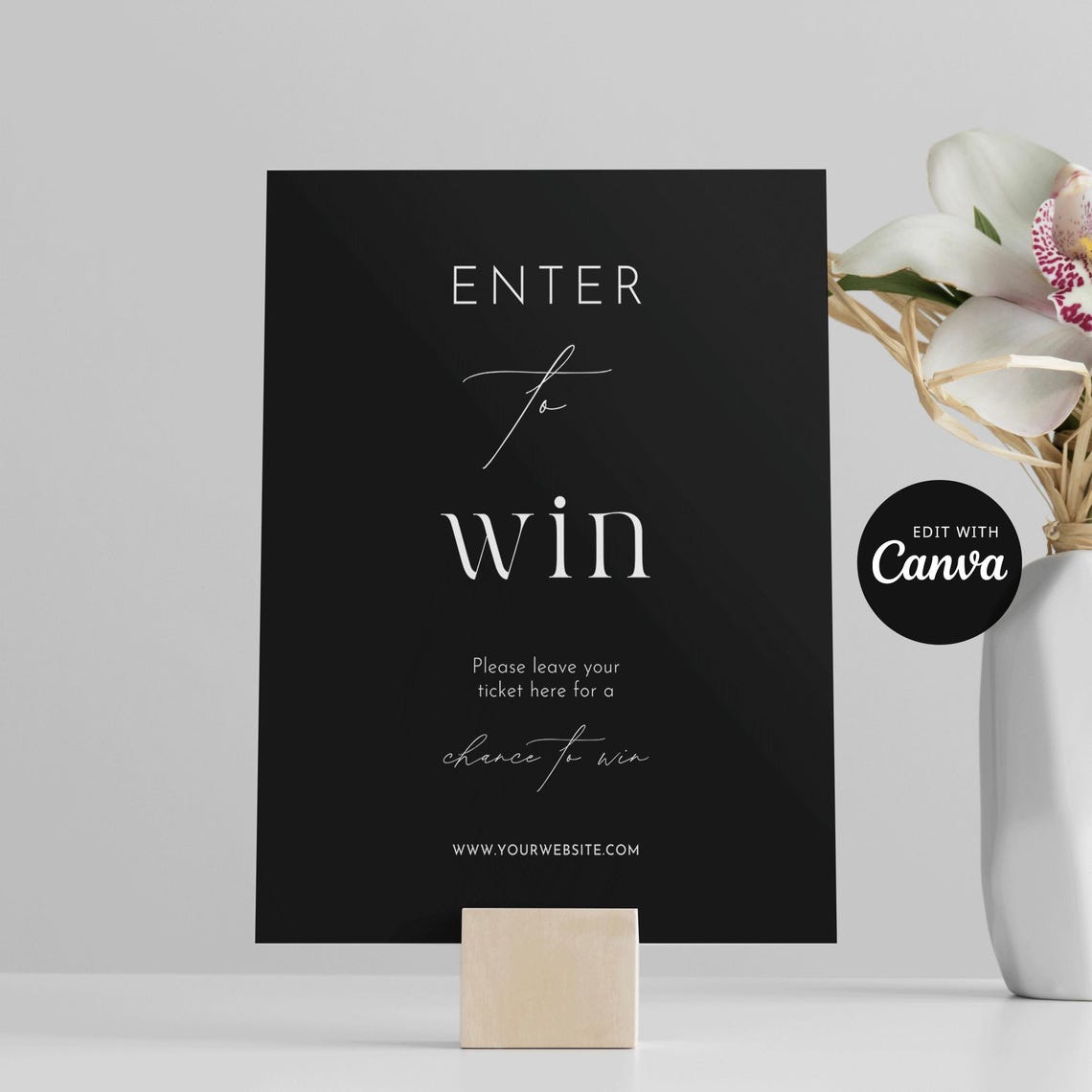 Elegant Raffle Sign Canva Template, Minimalist Enter to Win Poster 8" X ...