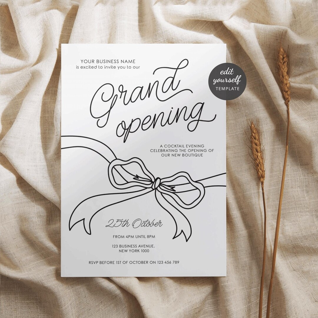 Whimsical Grand Opening Invitation Template, Hand Drawn Business Launch ...