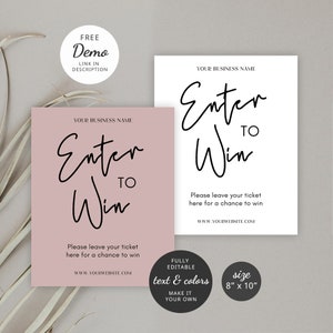 Boho Raffle Sign Template, Enter to Win 8x10" Poster Customizable ...