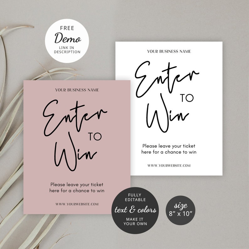 Boho Raffle Sign Template, Enter to Win 8x10" Poster Customizable ...