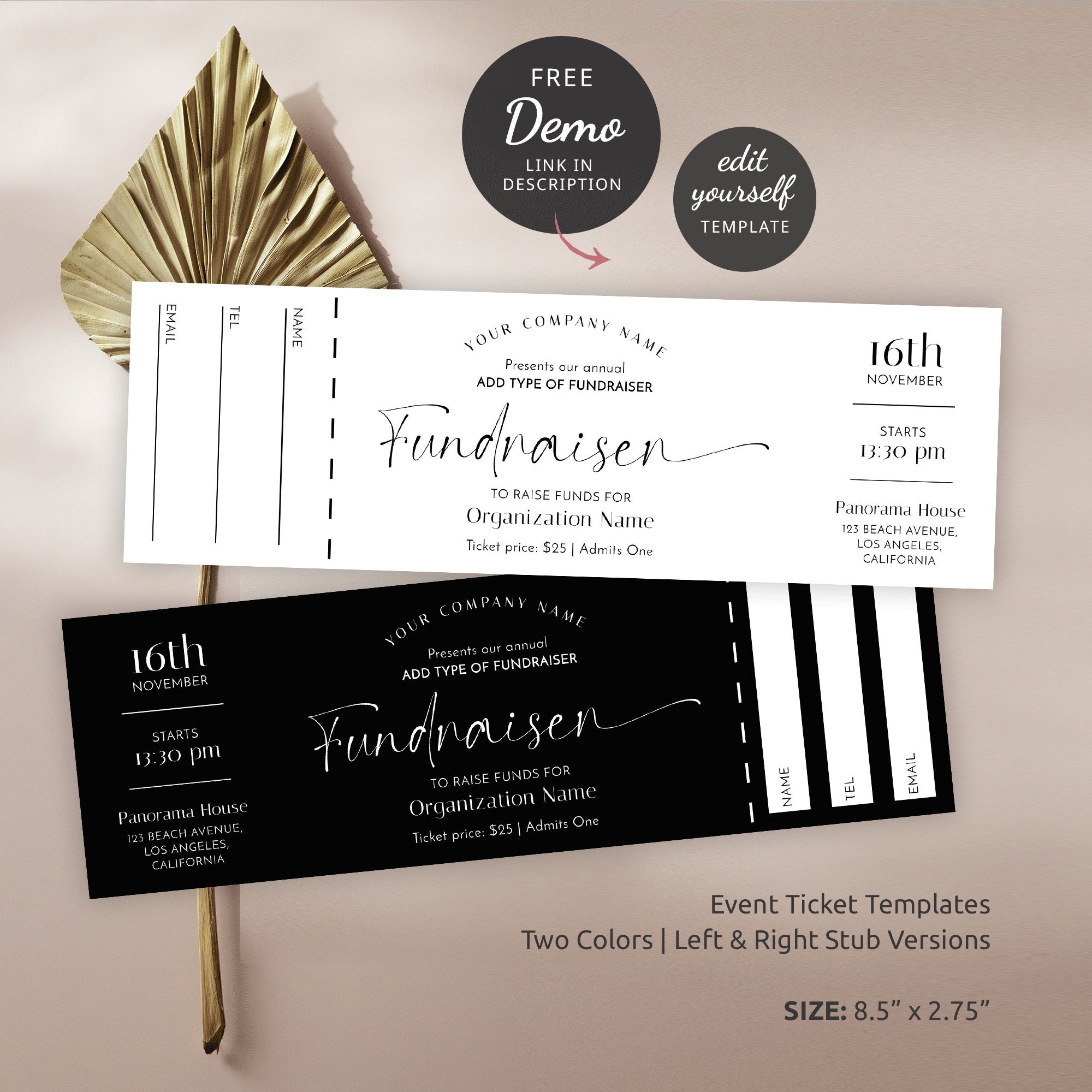 Charity Ticket Template Fundraiser Raffle Token Template - Etsy