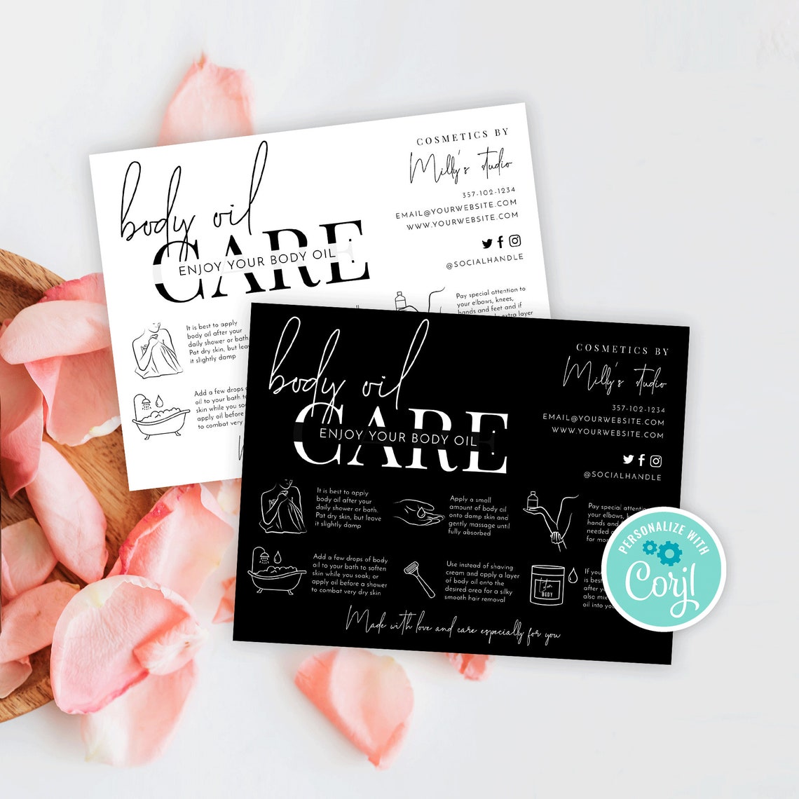 Minimalist Body Oil Care Card Template Editable Dry Oil - Etsy