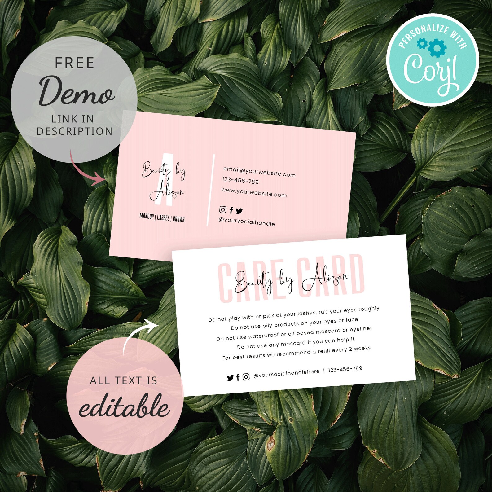 DIY Care Card Template Beauty Care Card Design Feminine Care - Etsy