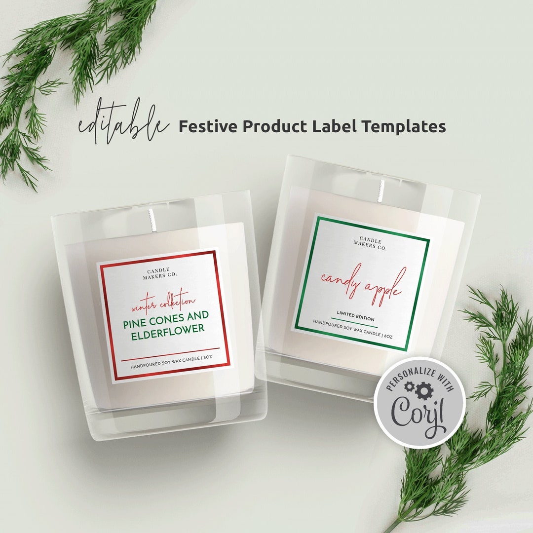 Christmas Product Labels Template, Festive Candle Packaging Design ...
