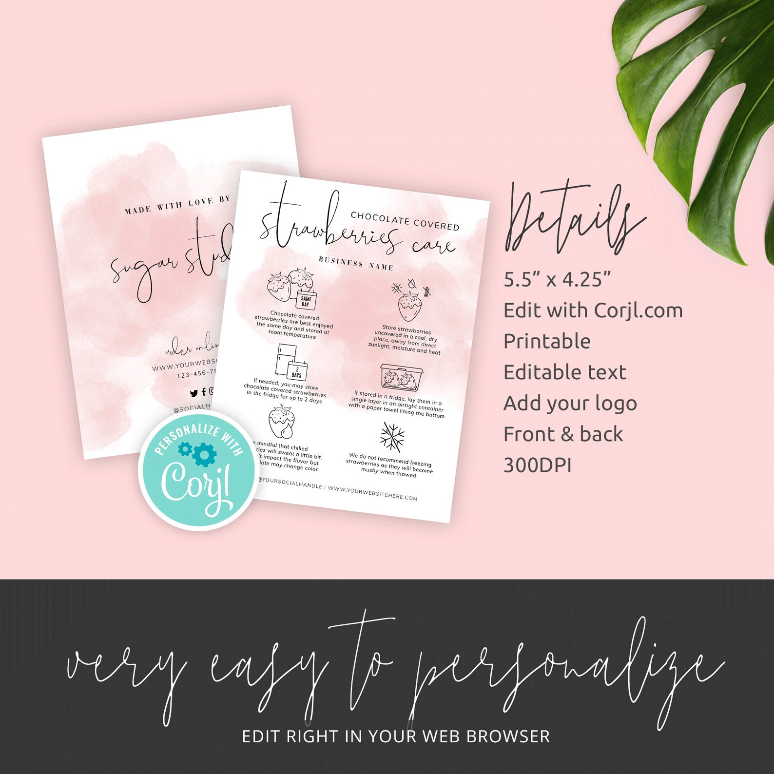 Chocolate Strawberries Care Card Custom Choc Dipped - Etsy