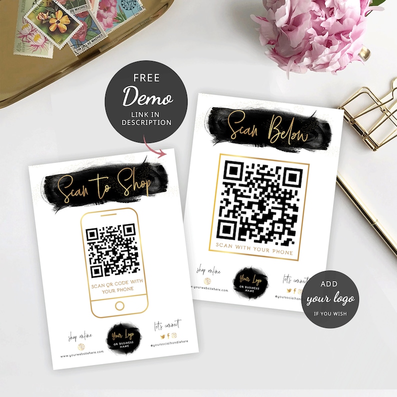 QR Code Board Template Editable QR Scan Sign Design Black & - Etsy