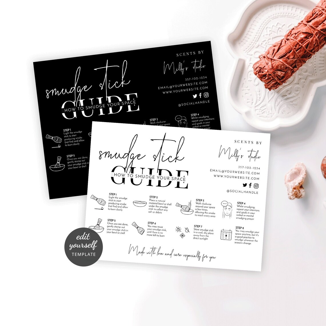 Custom Smudge Stick Guide Template How to Smudge Your Home - Etsy
