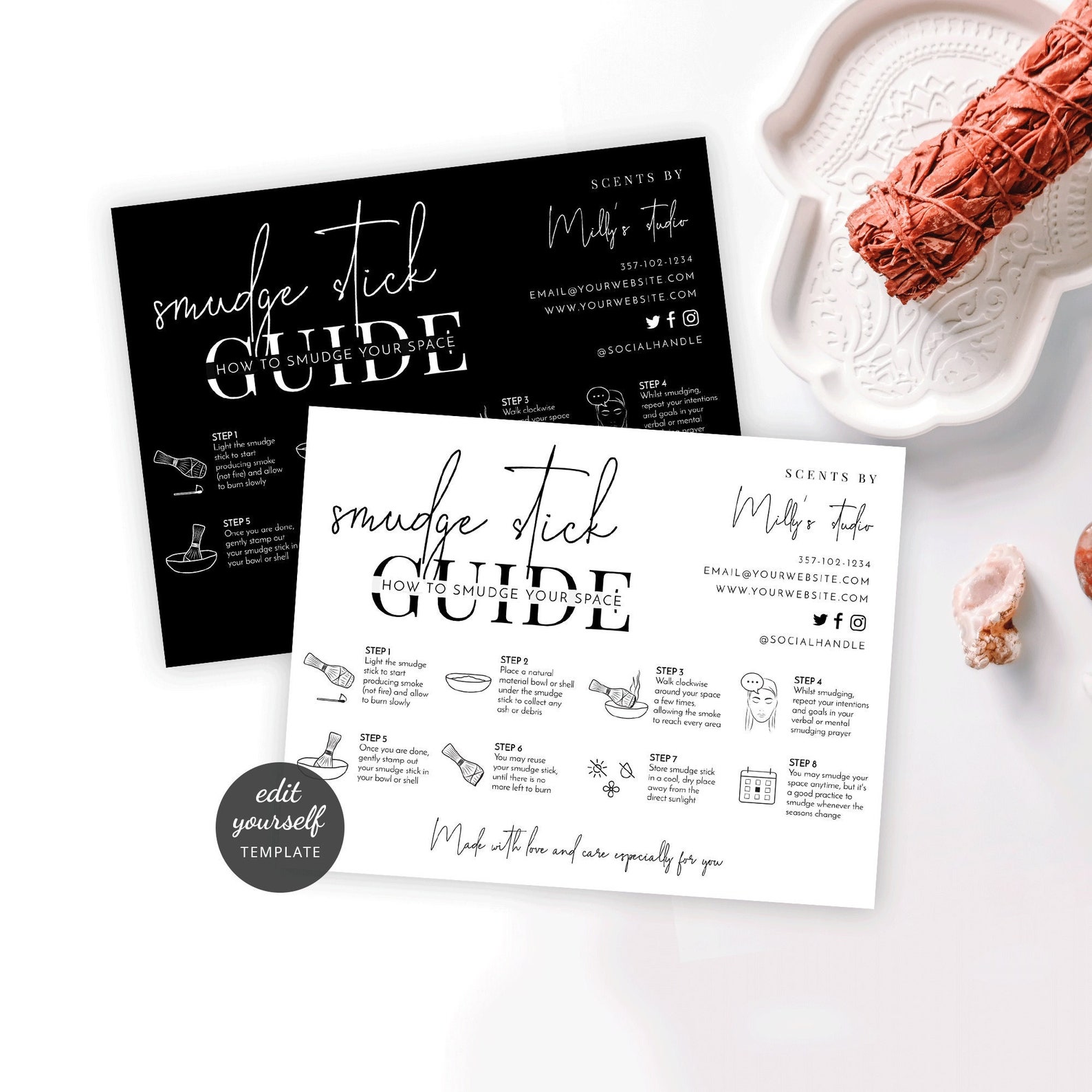 Custom Smudge Stick Guide Template How to Smudge Your Home - Etsy