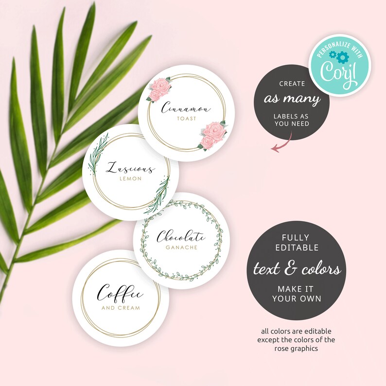 Greenery Flavor Labels Template Floral Design Scent Labels - Etsy