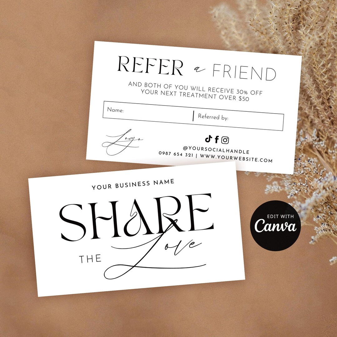 Refer A Friend Canva Template, Elegant Minimalist Design, Custom ...