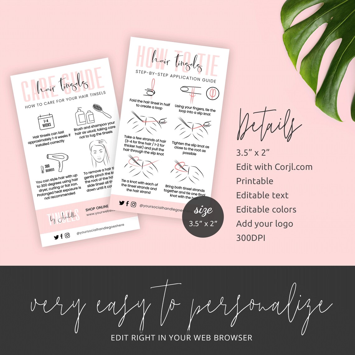 Hair Tinsels Application Guide Template Editable Tinsel Hair | Etsy