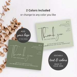 DIY Thank You for Order Cards, Thank You for Purchase Card Template ...