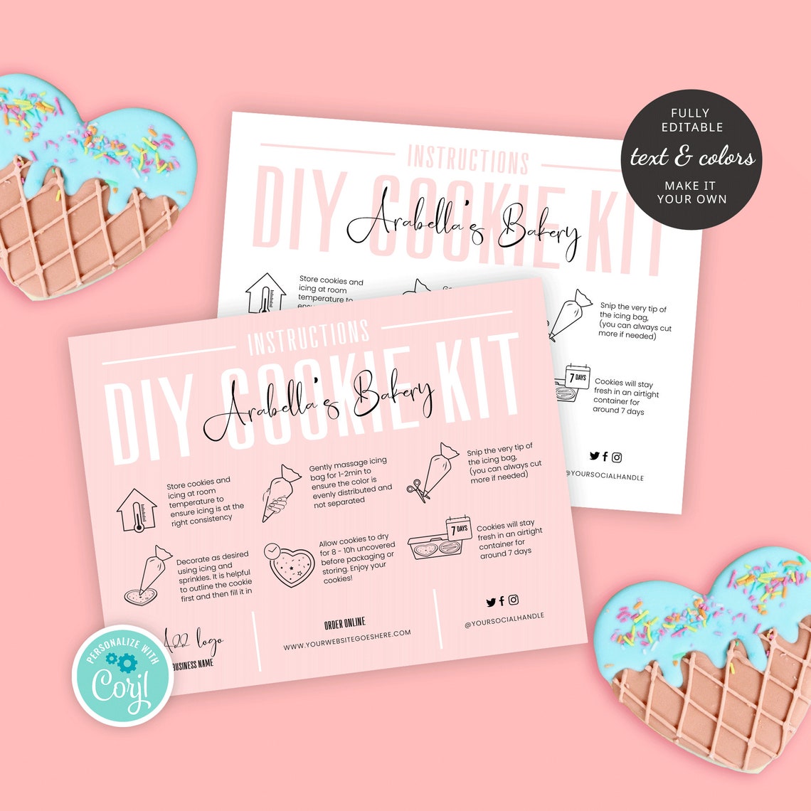 Cookie Decorating Kit Instructions Template, DIY Cookie Icing Guide ...