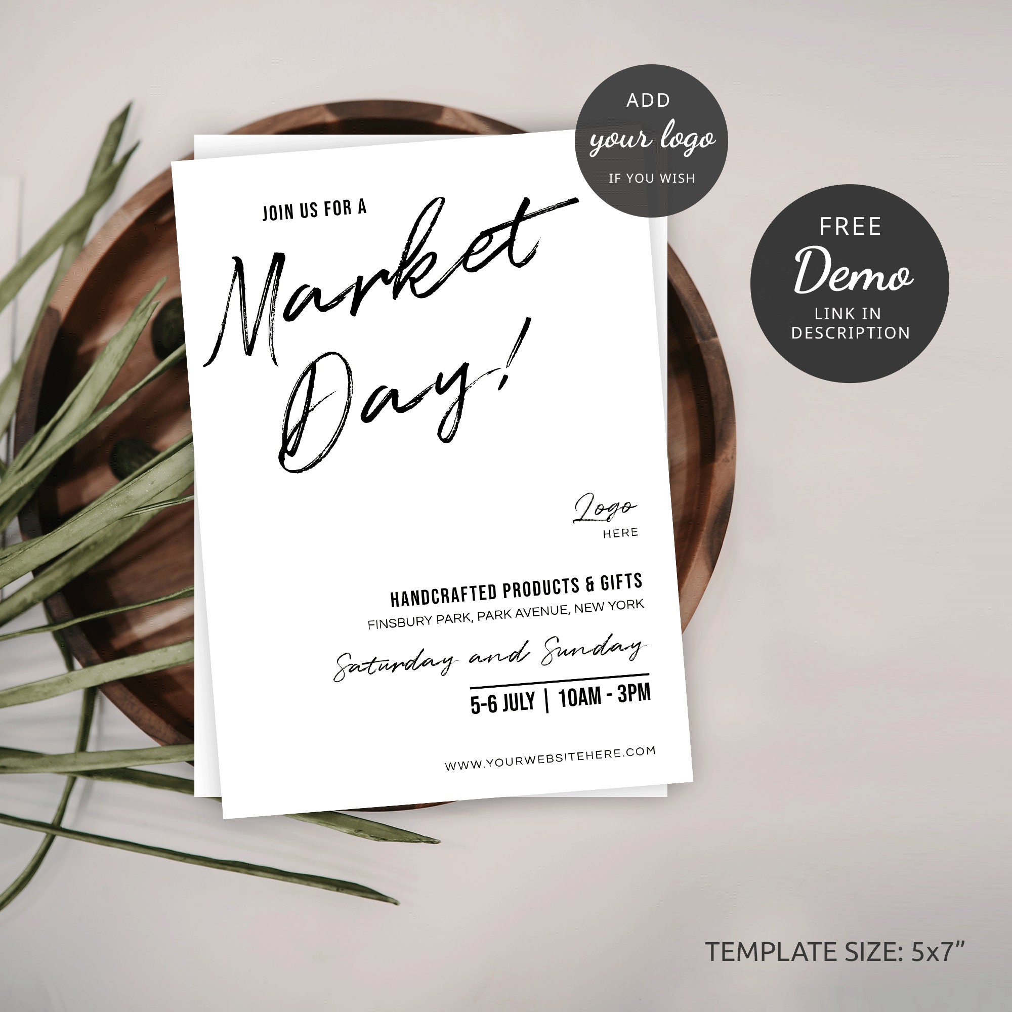 Minimalist Market Day Flyer Template Editable Market Stall - Etsy