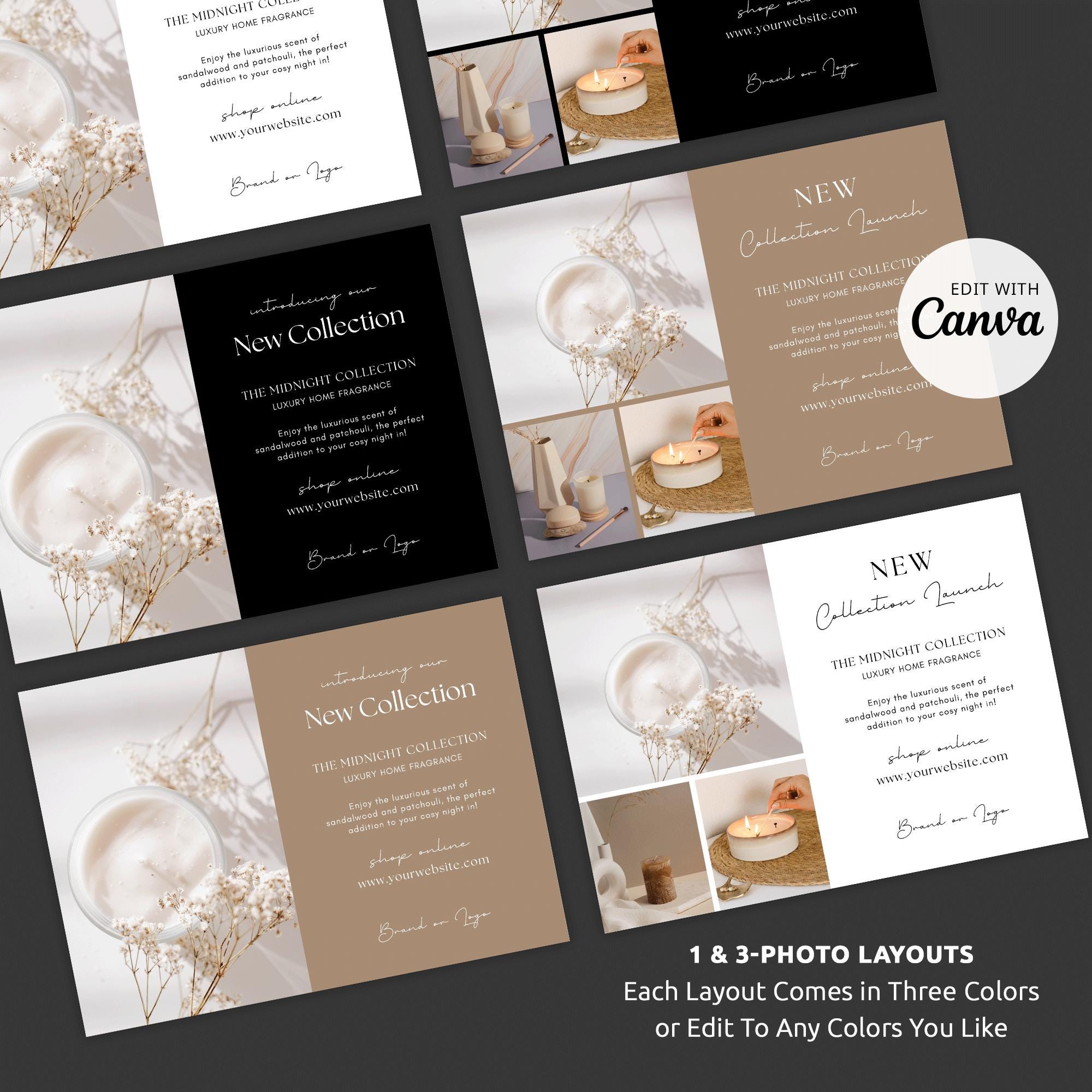 Candles Marketing Flyer With Photos Canva Template, Printable New ...