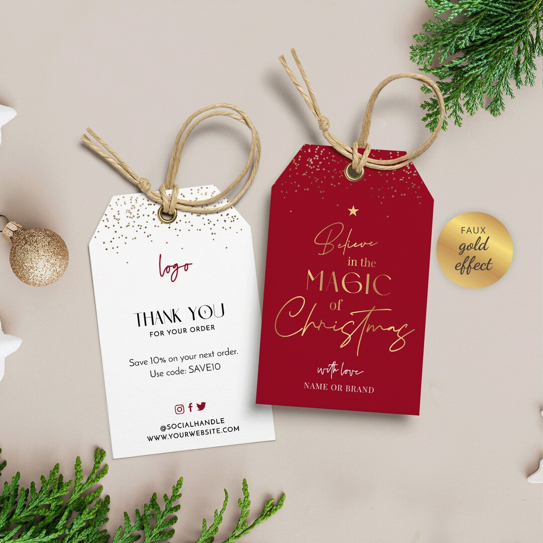 Christmas Gift Tag Template, Personalized Holiday Hang Tag Printable ...