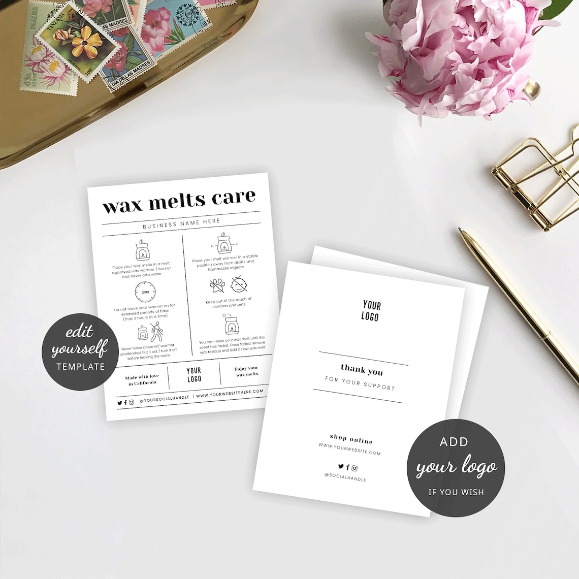 DIY Wax Melts Care Card Template Custom Wax Melts Safety - Etsy