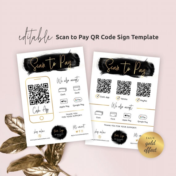 Scan to Pay QR Code Sign Template Printable Scan Here to Pay - Etsy