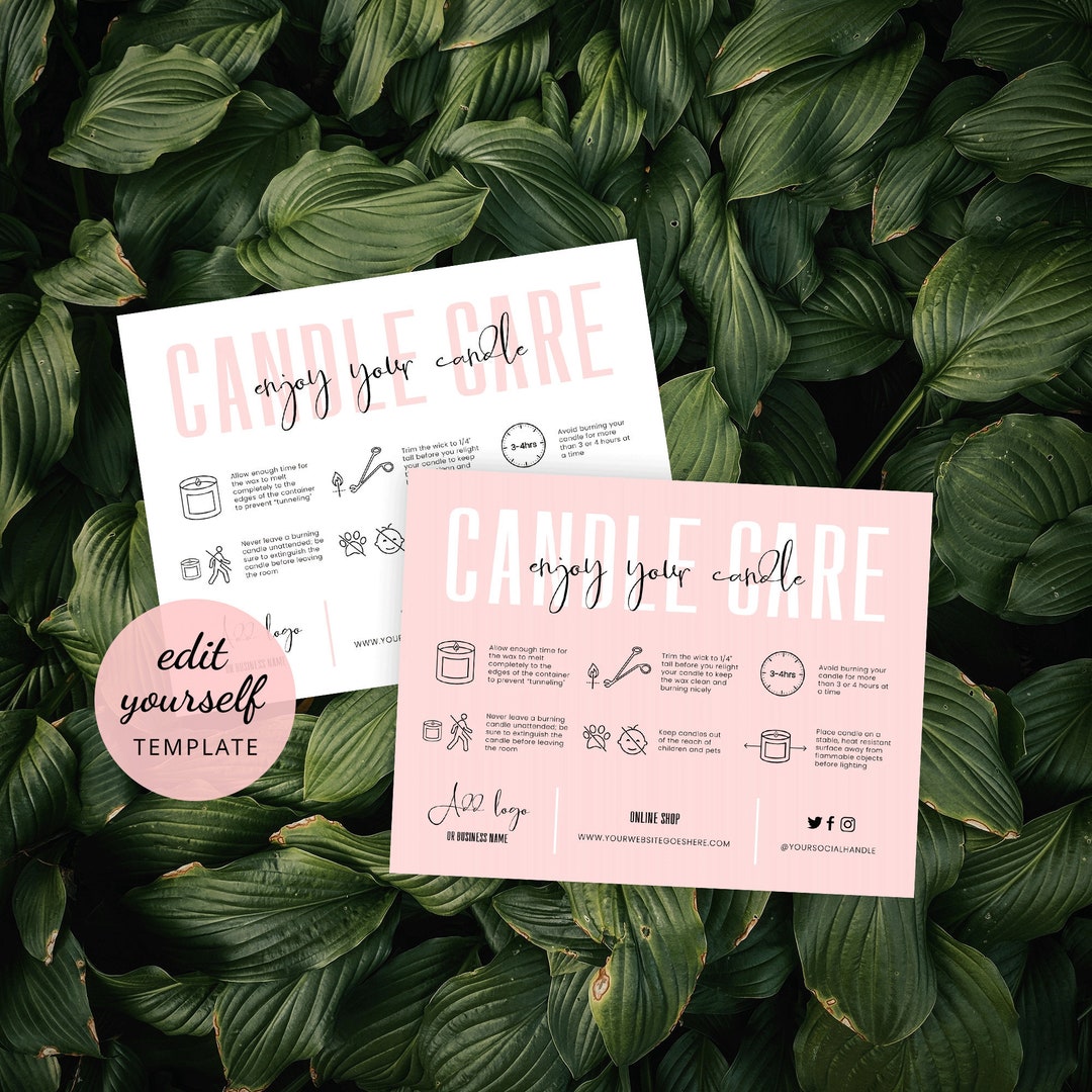 Customizable Candle Care Guide, Feminine Candle Care Card Template ...