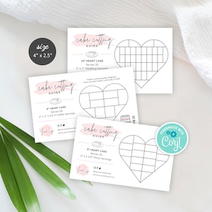 Heart Cake Cutting Guides Template, Custom Cake Serving Instructions ...
