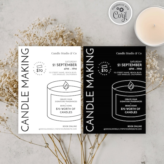 Candle Making Flyer Template Candle Class Promo Flyer - Etsy