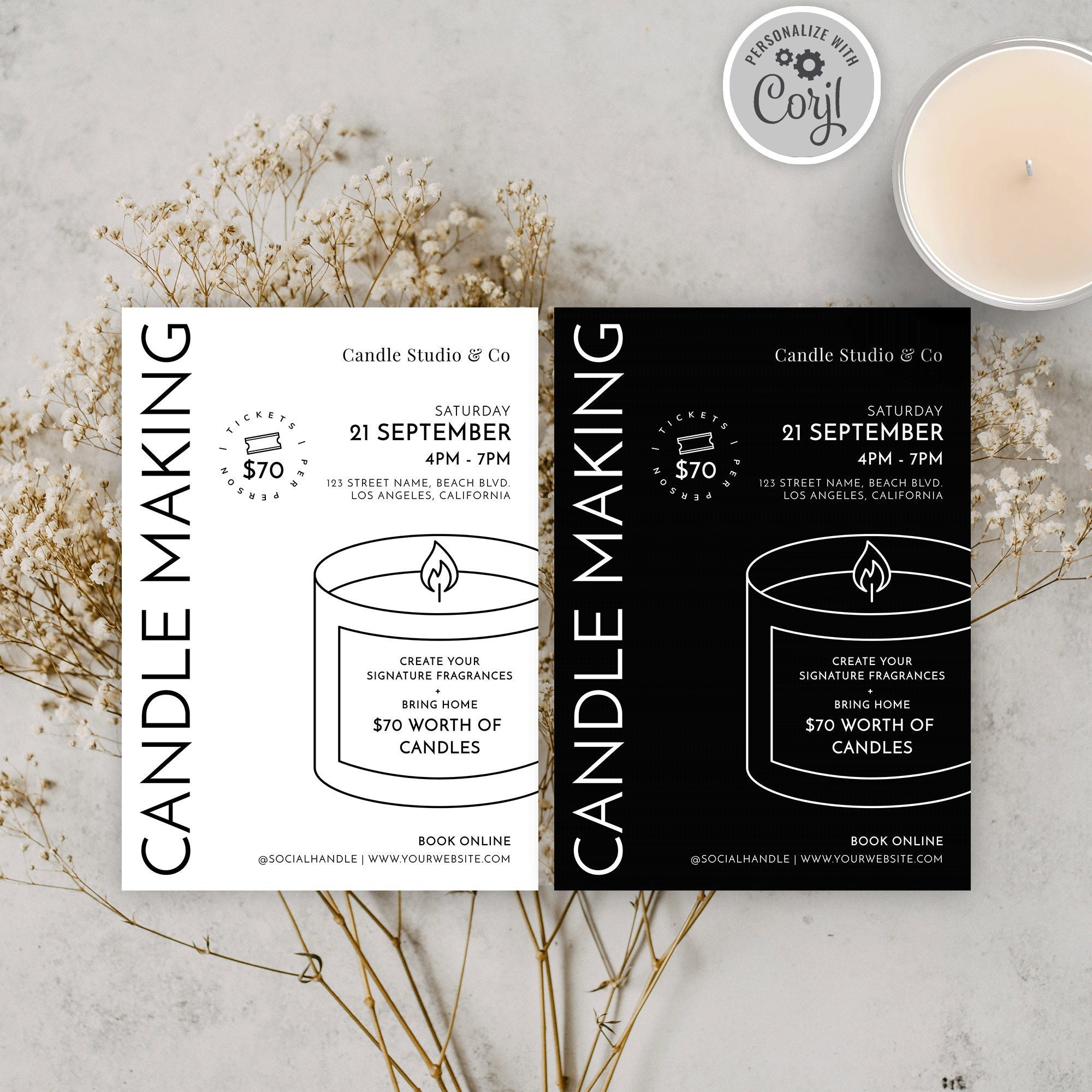 Candle Making Flyer Template Candle Class Promo Flyer - Etsy