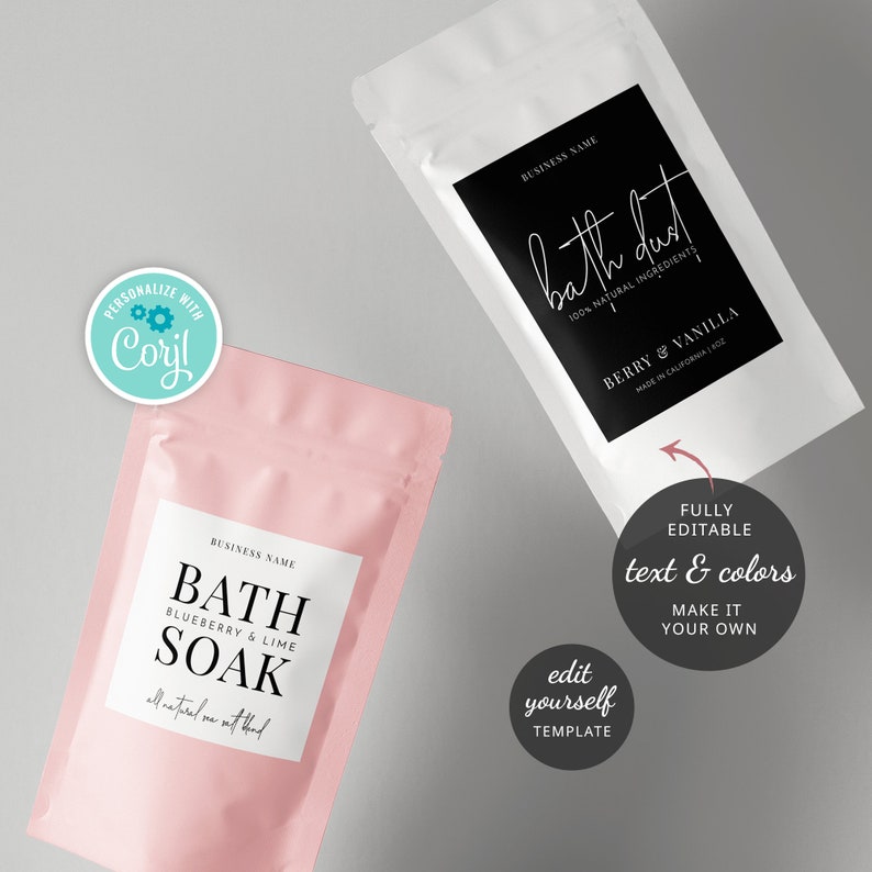 Pouch Label Templates Editable Bath Salts Label Design - Etsy