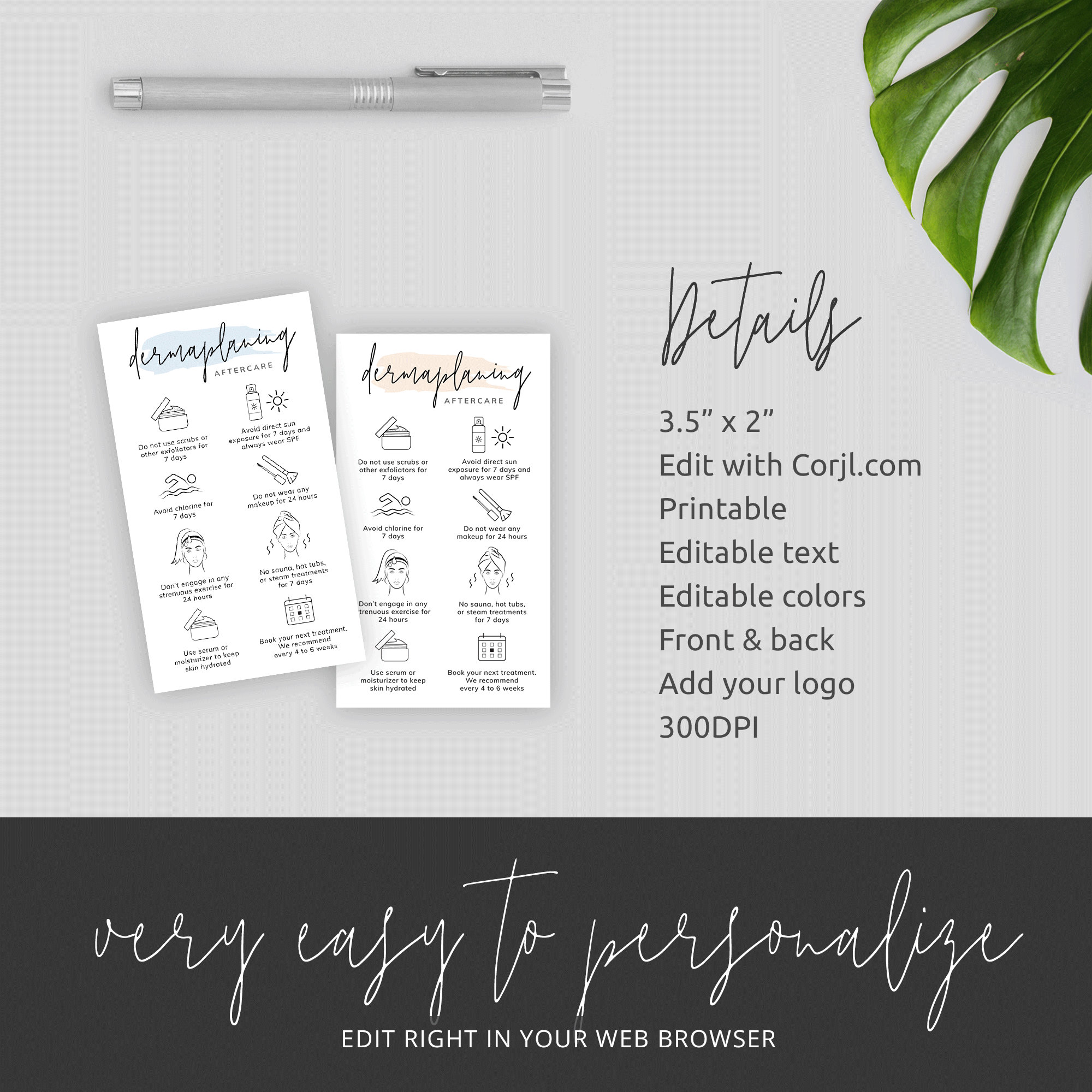 Dermaplaning Care Card Template Printable Dermaplaning After - Etsy