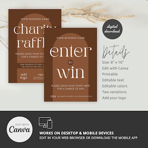 Boho Raffle Sign Canva Template, Custom Enter to Win Poster Terracotta ...