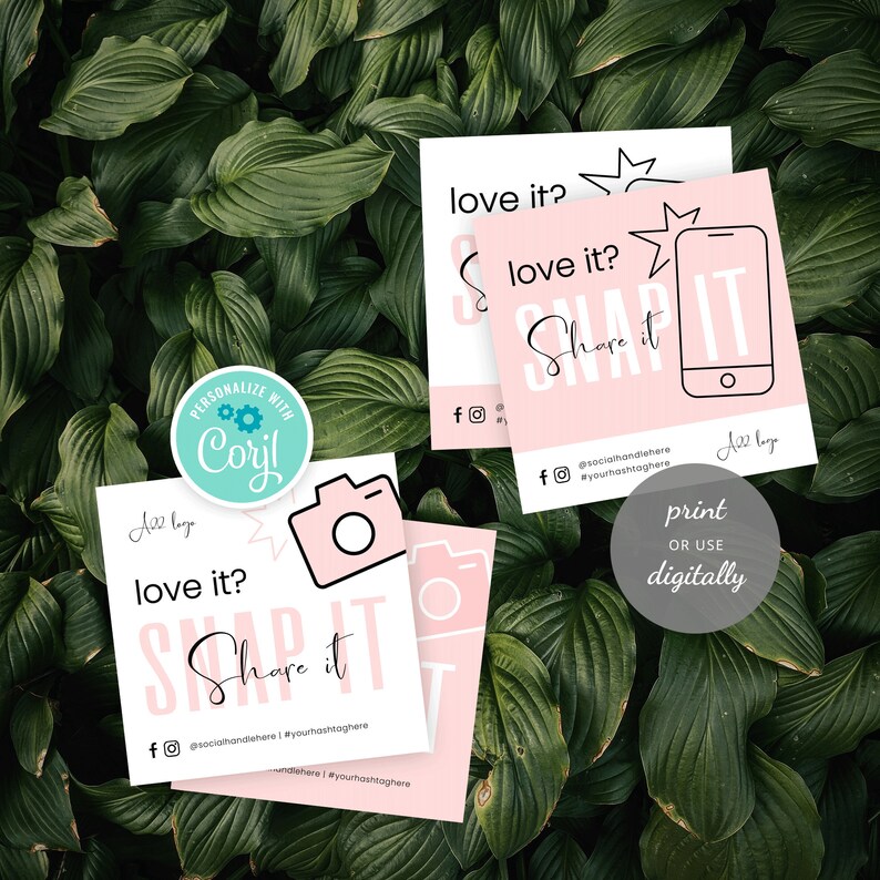 Snap and Share Card Template Editable and Printable Snap It - Etsy